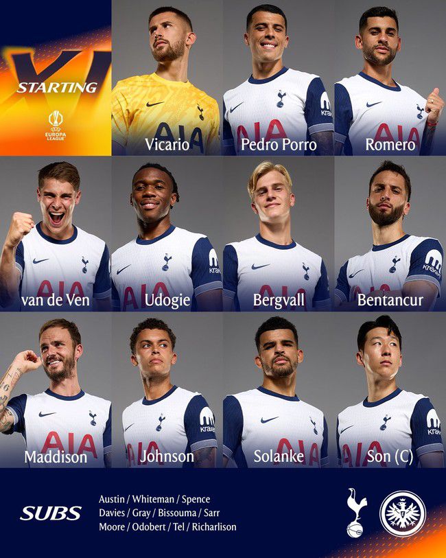 [UEL 라인업] '77일째 필드골 無' 손흥민, 이제는 침묵 깰 때...선발 출격! 토트넘, 프랑크푸르트전 선발 공개 : zum 뉴스