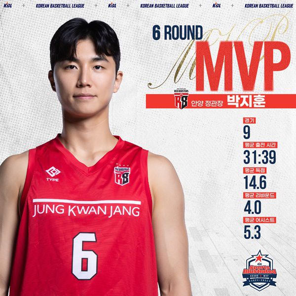 '정관장 6강 주역' 박지훈, 6라운드 MVP 선정 : zum 뉴스