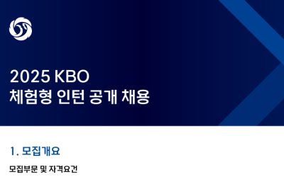 KBO 체험형 인턴 모집, 커뮤니케이션팀·경영지원팀·정책지원팀·KBOP 브랜드 크리에이션팀 : ZUM 뉴스