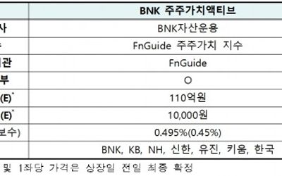 BNK운용 ETF 진출…'주주가치액티브 ETF' 27일 상장 : ZUM 뉴스
