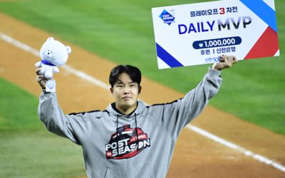 임찬규 ‘PO 3차전 MVP’ [MK포토] : ZUM 뉴스
