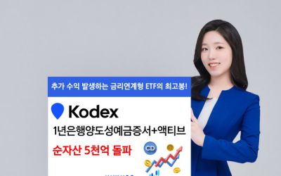 ‘KODEX 1년은행양도성예금증서+액티브’, 순자산 5000억 돌파 : ZUM 뉴스