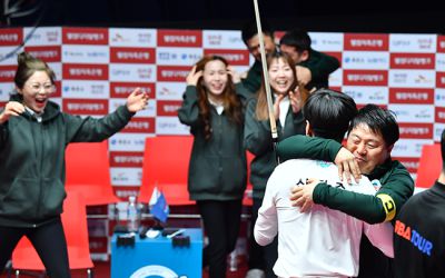 [ST포토] PBA팀리그 결승 진출하는 하나카드 : ZUM 뉴스